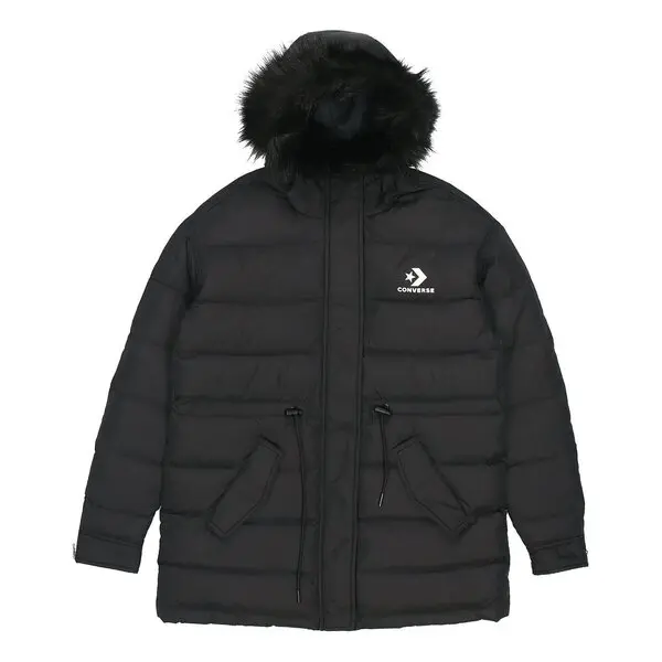 CONVERSE Long Down Parka With Fur-trimmed Hood - Black