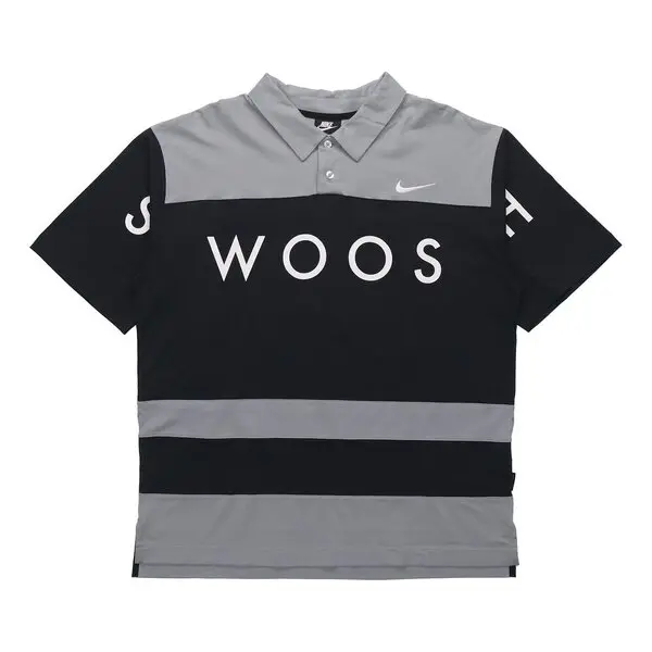 Nike Swoosh" Logo Colorblock Polo Shirt - Black