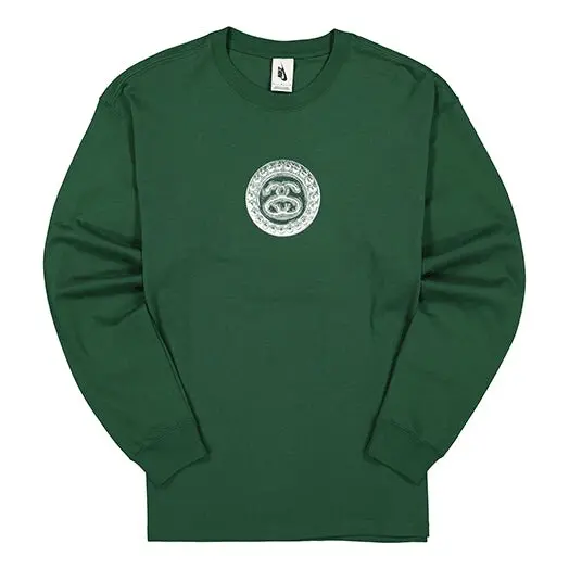 Nike X Stussy Crossover Logo Round Neck Pullover Sweatshirt - Green