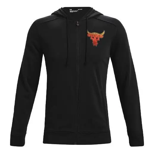Under Armour Project Rock Alphabet Pattern Printing Zipper Hoodie - Black