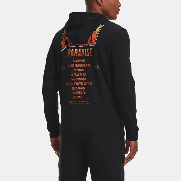 Under Armour Project Rock Alphabet Pattern Printing Zipper Hoodie - Black