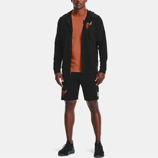 Under Armour Project Rock Alphabet Pattern Printing Zipper Hoodie - Black