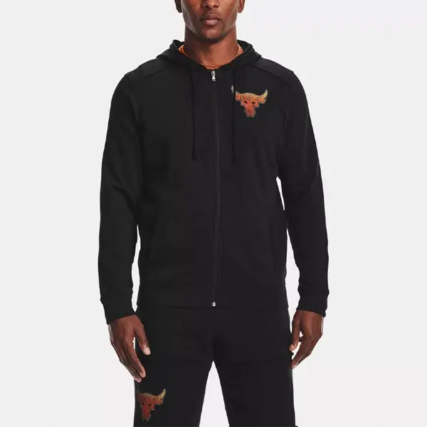 Under Armour Project Rock Alphabet Pattern Printing Zipper Hoodie - Black