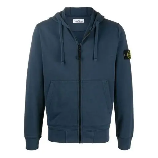 Stone Island Garment Dyed Zip Hoody Jacket - Dark Blue