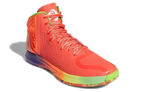 Adidas D Rose 4 Restomod High Top Sneakers - Red/orange/yellow