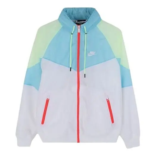 Nike Colorblock Hooded Logo Windbreaker Jacket - Bluewhite