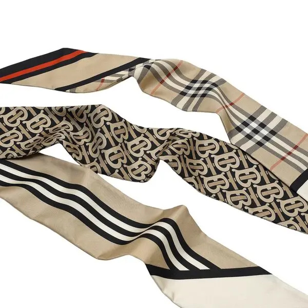 Burberry 25 Skinny Montage Silk Scarf