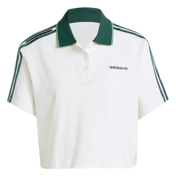 Adidas Cropped Polo Shirt With Stripes - White