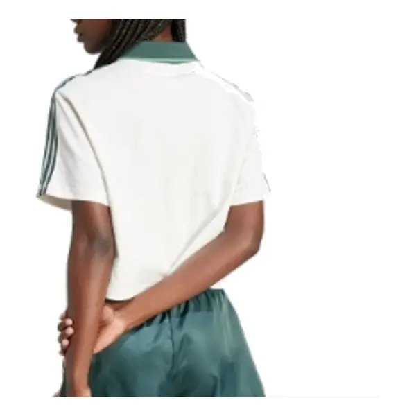 Adidas Cropped Polo Shirt With Stripes