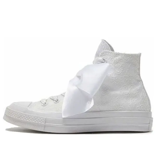 CONVERSE Chuck Taylor 70s High Top Sneakers With Floral Embroidery And Bow Detailing - White
