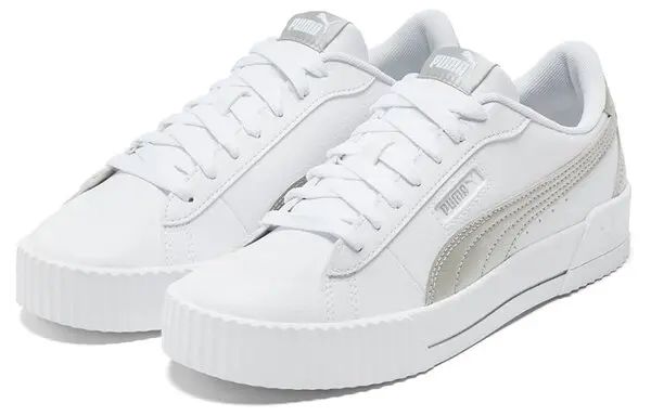 PUMA Carina Crew Metallic Low Top Sneakers - White/grey