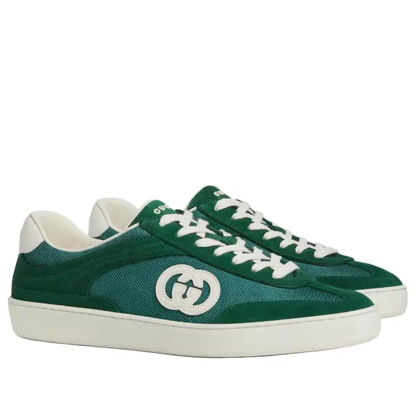 Gucci G75 Suede Lace-up Sneakers - Green