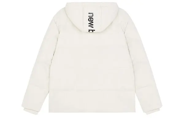 NEW BALANCE Logo Hooded Puffer Jacket - White/black