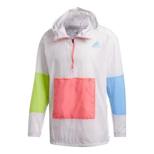 Adidas Colorblock Zip-up Hooded Jacket - Gray