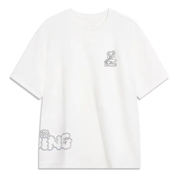 LI-NING Coconut Palm Graphic T-shirt 'white - White/black