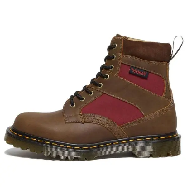Dr. Martens 1460 Made In England Padded Panel Lace Up Boots - Brown/red