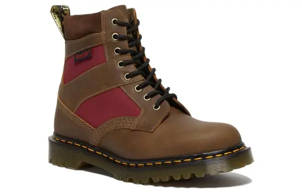 Dr. Martens 1460 Made In England Padded Panel Lace Up Boots - Brown/red