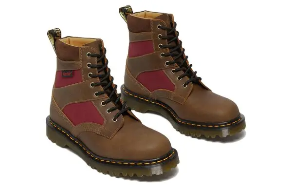 Dr. Martens 1460 Made In England Padded Panel Lace Up Boots - Brown/red