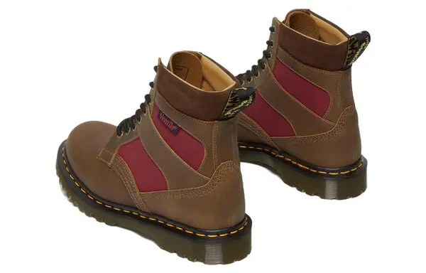 Dr. Martens 1460 Made In England Padded Panel Lace Up Boots - Brown/red