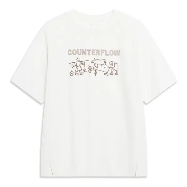 LI-NING Counterflow Graphic T-shirt 'white - White/brown