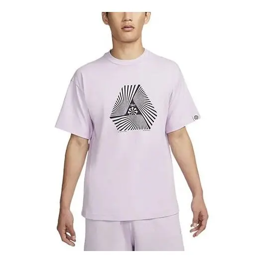 Nike Geometry Alphabet Logo Printing Round Neck Pullover Short Sleeve Asia Edition Purple T-shirt - Multi-color