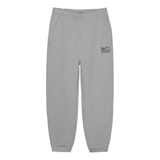 Nike X Stussy Sweatpants Asia Sizing 'dark Grey Heather - Grey/black