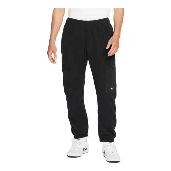 Nike Solid Color Lacing Casual Skateboard Polar Fleece Sports Pants/trousers/joggers Black - Multi-color