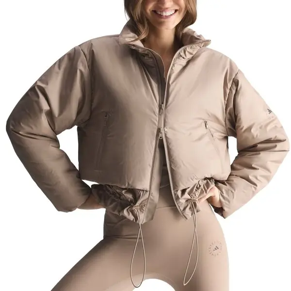 Adidas By Stella Mccartney Padded Stand Collar Jacket - Chalky Brown