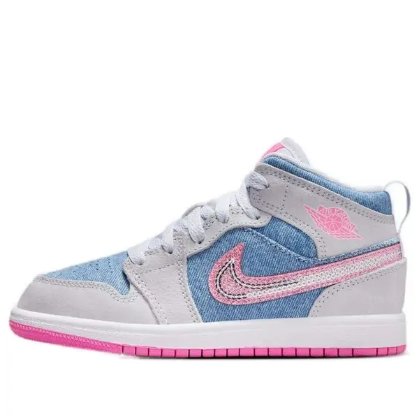 JORDAN 1 Mid Se 'denim Sequin - Cobalt Bliss/white/pink Glow