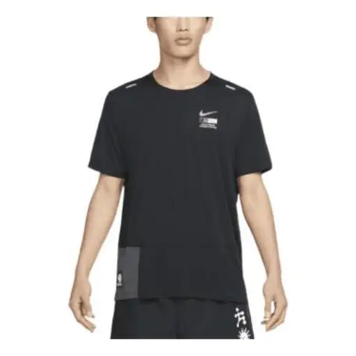 Nike Solid Color Back Alphabet Printing Short Sleeve Black T-shirt - Multi-color