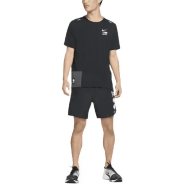 Nike Solid Color Back Alphabet Printing Short Sleeve Black T-shirt - Multi-color