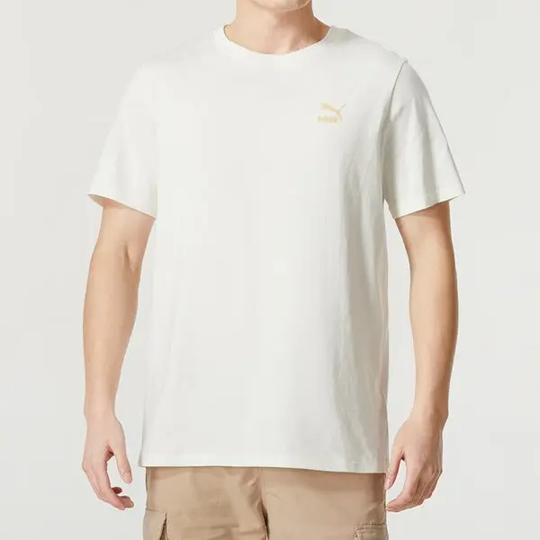 PUMA Logo T-shirt 'white Gold