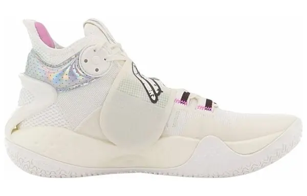 LI-NING Sonic High Top Athletic Sneakers - White/pink/silver
