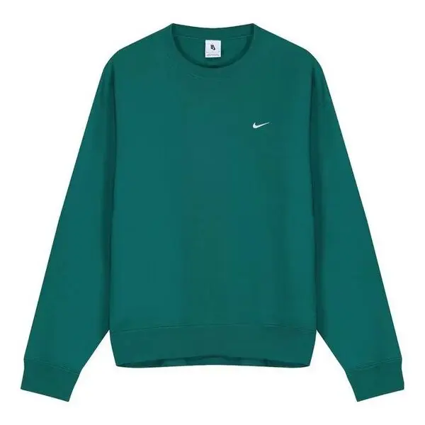Nike Embroidered Logo Solid Color Round Neck Long Sleeves Green - Multi-color