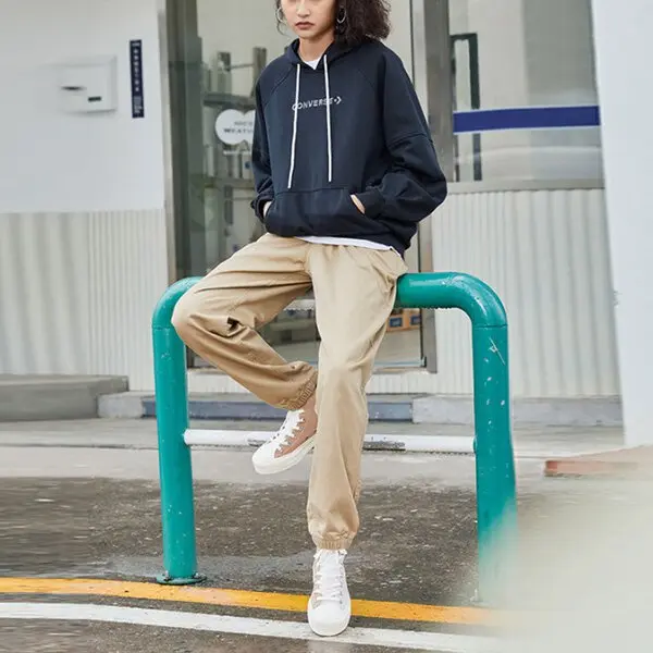 CONVERSE Logo Embroidered Loose Knit Hoodie