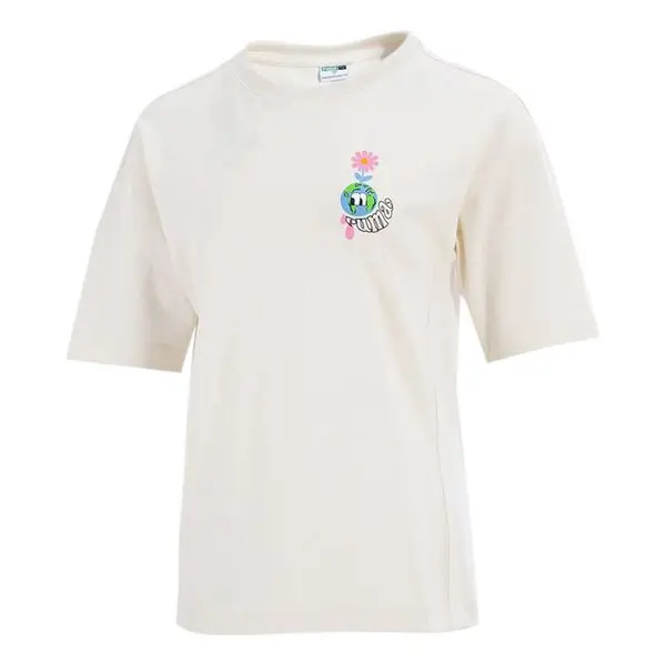 PUMA Downtown Graphic Printing Casual Sports T-shirt - Creamy