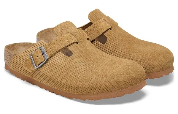 BIRKENSTOCK Boston Suede Embossed Clogs - Brown