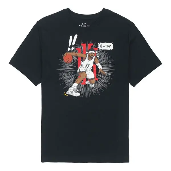 Nike Kyrie Logo Basketball Sports Printing Round Neck Short Sleeve T-shirt - Black