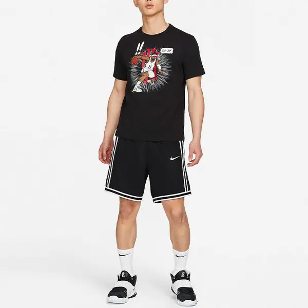 Nike Kyrie Logo Basketball Sports Printing Round Neck Short Sleeve T-shirt - Black