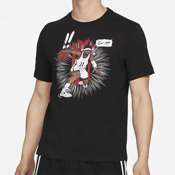 Nike Kyrie Logo Basketball Sports Printing Round Neck Short Sleeve T-shirt - Black