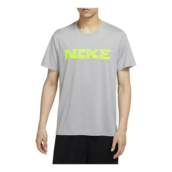 Nike Dri-fit Contrasting Colors Logo Printing Sports Round Neck Short Sleeve Light Grey - Multi-color