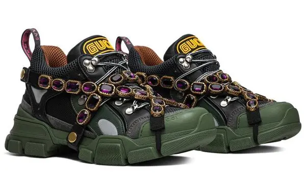 Gucci Flashtrek Embellished Sneakers - Green