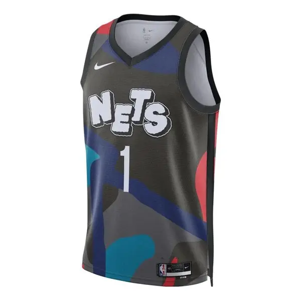 Nike X Kaws Brooklyn Nets Mikal Bridges 2023/24 City Edition Nba Swingman Jersey - Black