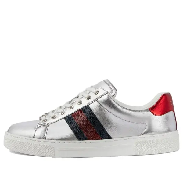 Gucci Ace Metallic Sneakers - Silver/green/red