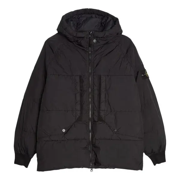 Stone Island Hooded Down Jacket - Black