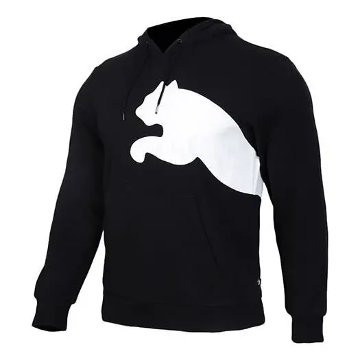 PUMA Logo Knit Fleece Hoodie - Black
