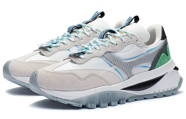 LI-NING Cosmos Evo Lace-up Athletic Sneakers - White/grey/green