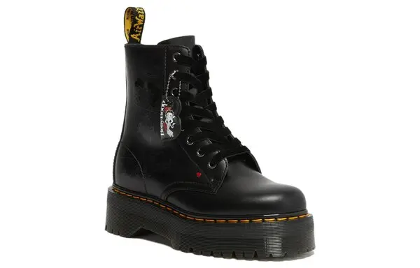 Dr. Martens X Betty Boop Leather Platform Combat Boots - Black