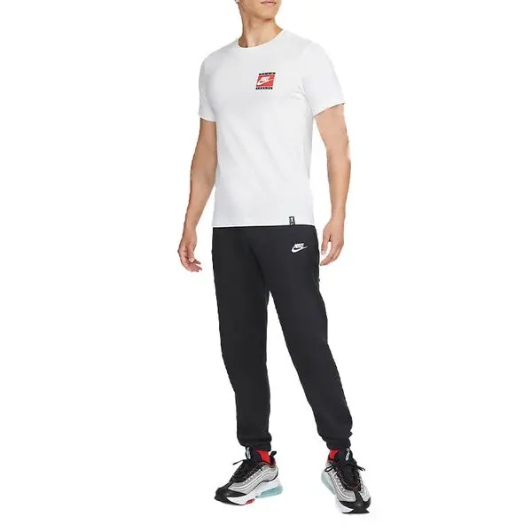 Nike Printing Logo Solid Color Round Neck Short Sleeve White