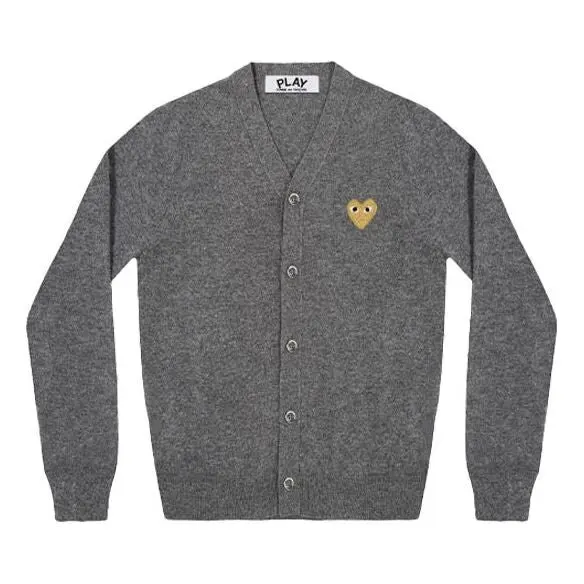 Play Comme Des Garcon Gold Emblem Knit Cardigan - Grey